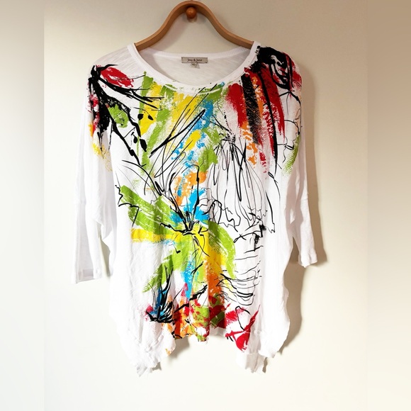 Jess & Jane | Tops | Jess Jane Art To Wear Painting Asymmetric Hem ...